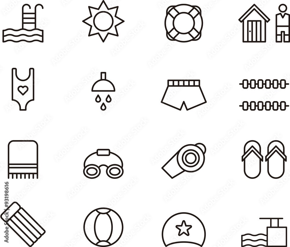 Swimming Pool outline icons Stock Vector | Adobe Stock