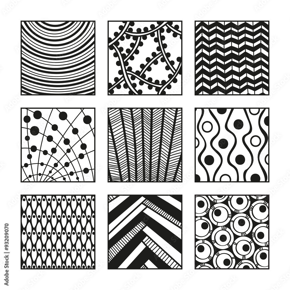 Set of zentangle patterns. Hand-drawn doodle vector illustration. Stock ...