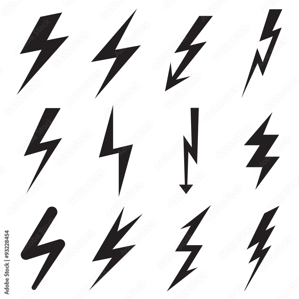 Set of lightning icons. Vector illustration Stock Vector | Adobe Stock