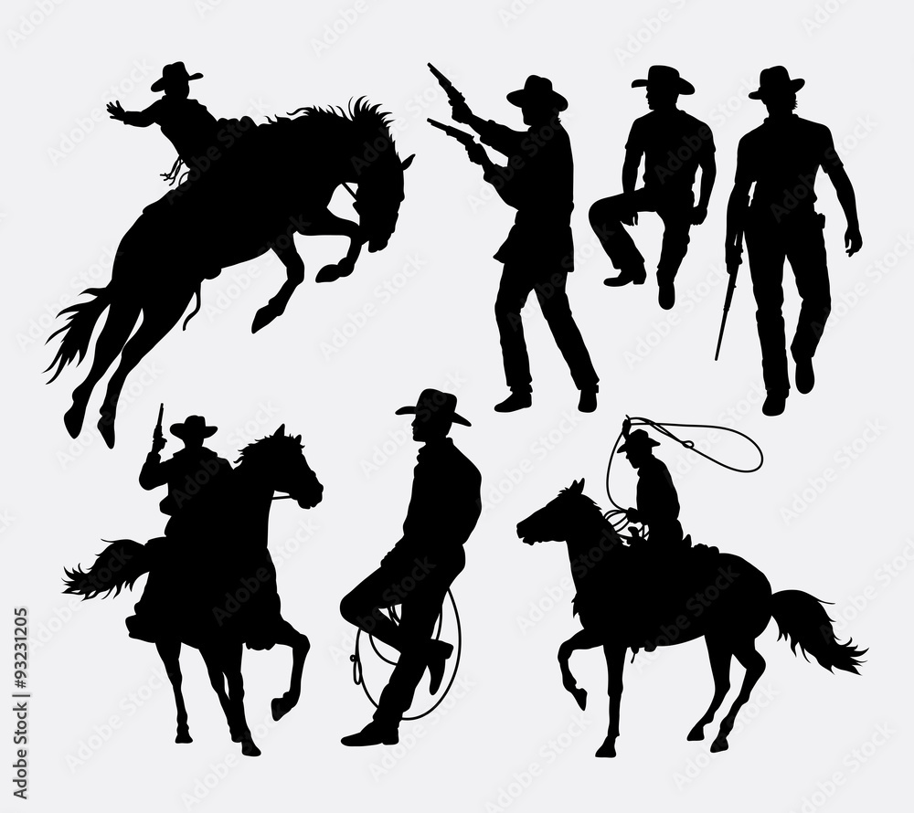Cowboy activity silhouettes. Good use for symbol, logo, web icon ...