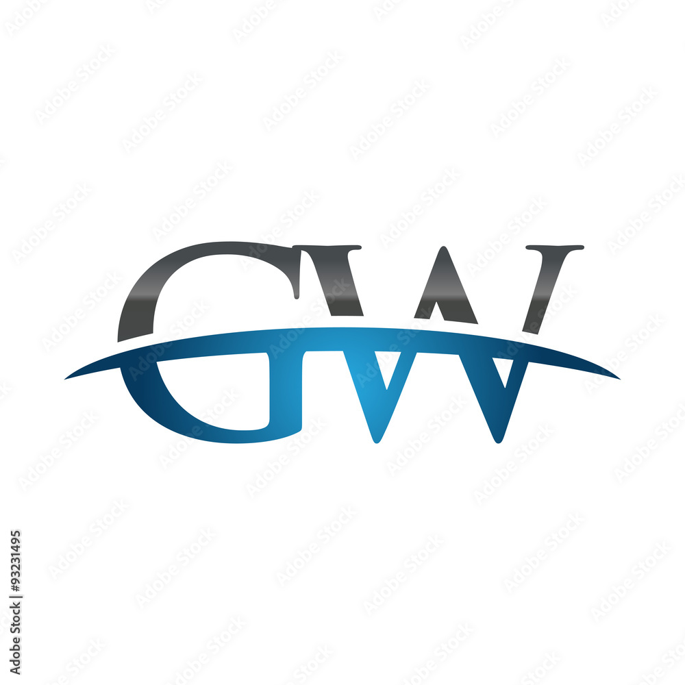GW initial company swoosh logo blue Stock Vector | Adobe Stock