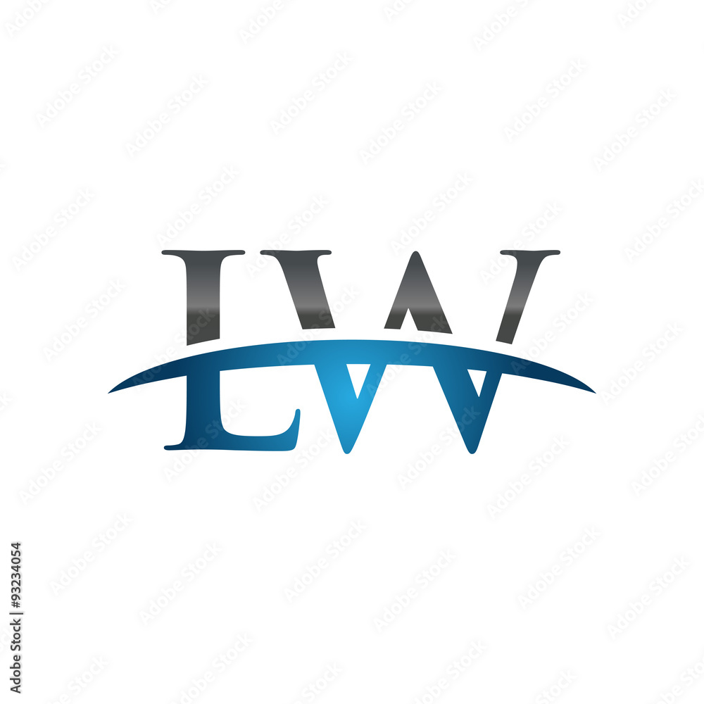 LW initial company swoosh logo blue Stock Vector | Adobe Stock