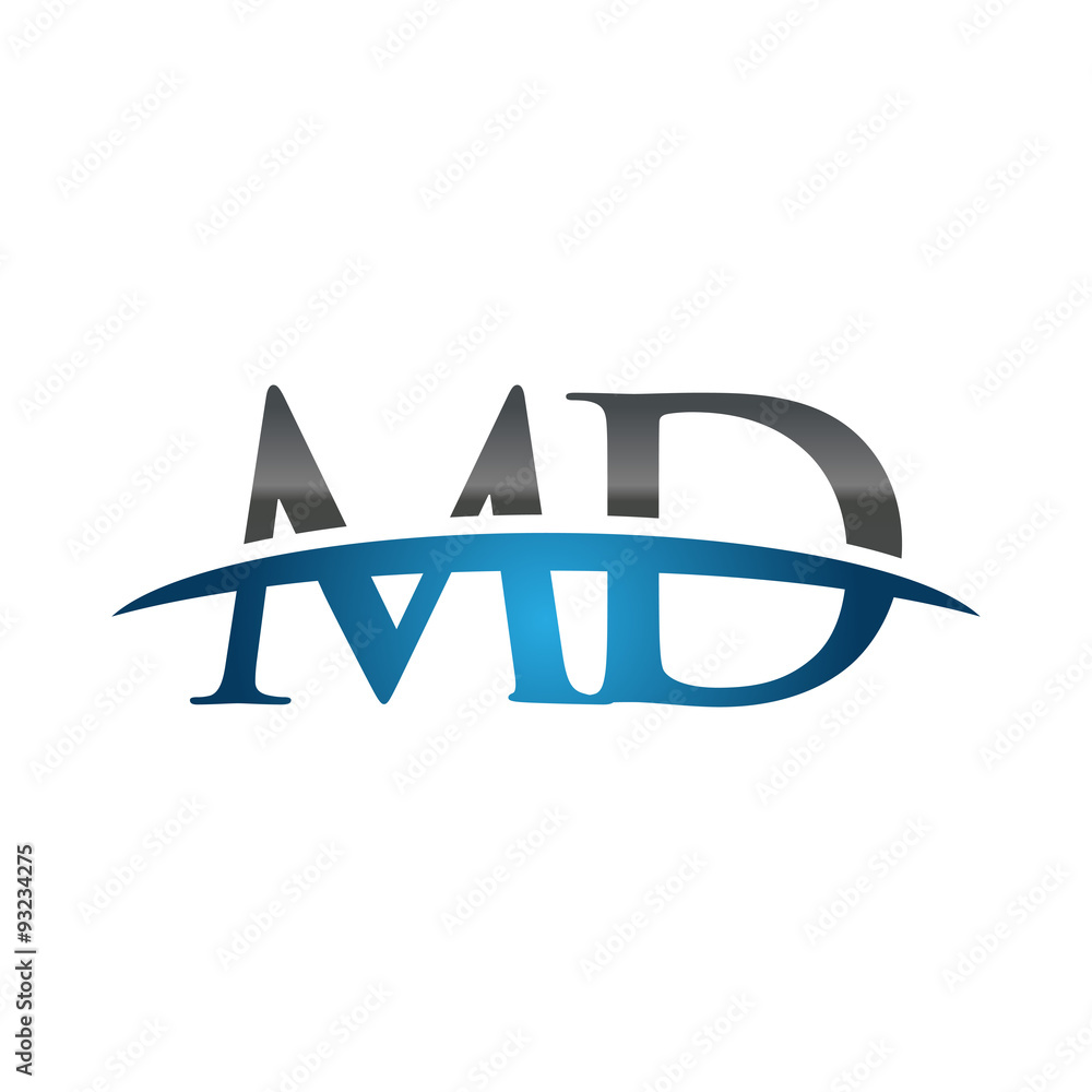 MD initial company swoosh logo blue Stock Vector | Adobe Stock