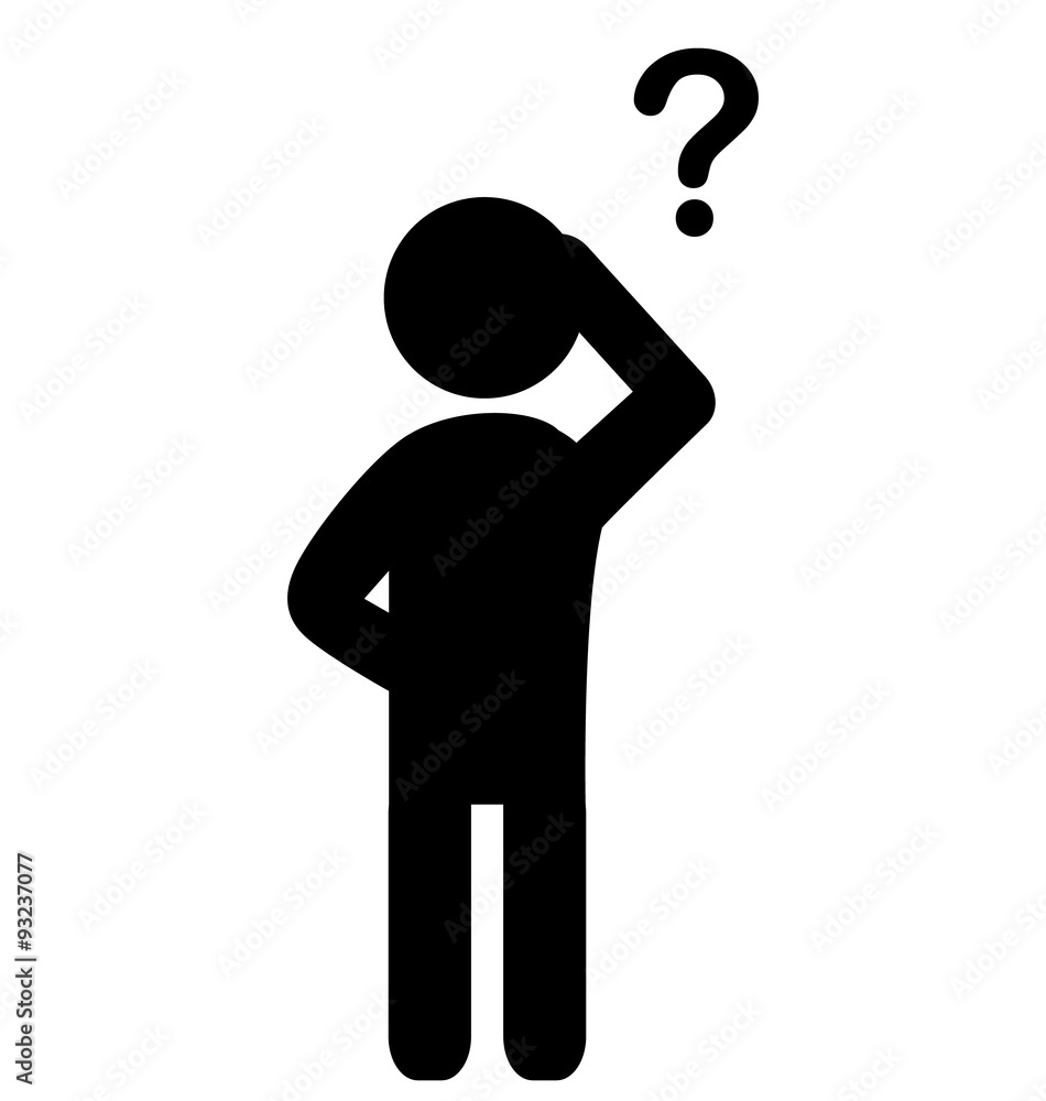 Man with question mark flat icon pictogram isolated on white bac Stock ...