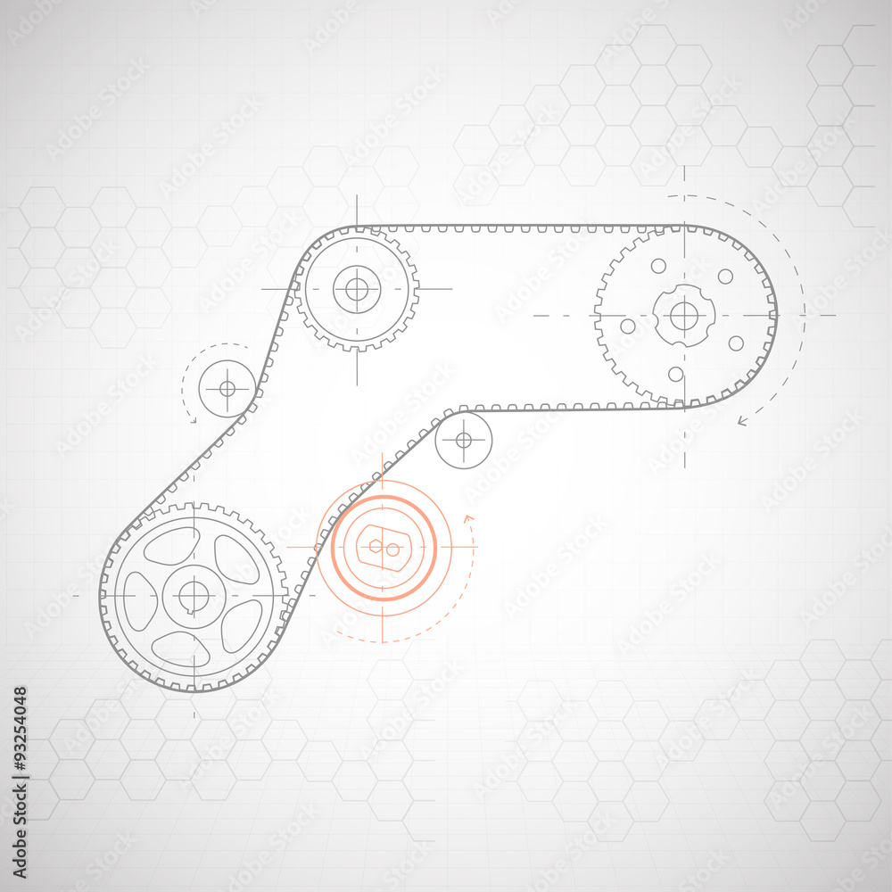 To the scheme of a belt drive. Technical background Stock Vector ...