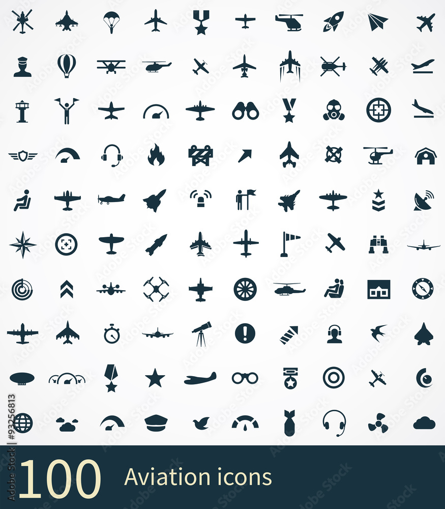 Vecteur Stock aviation 100 icons universal set | Adobe Stock