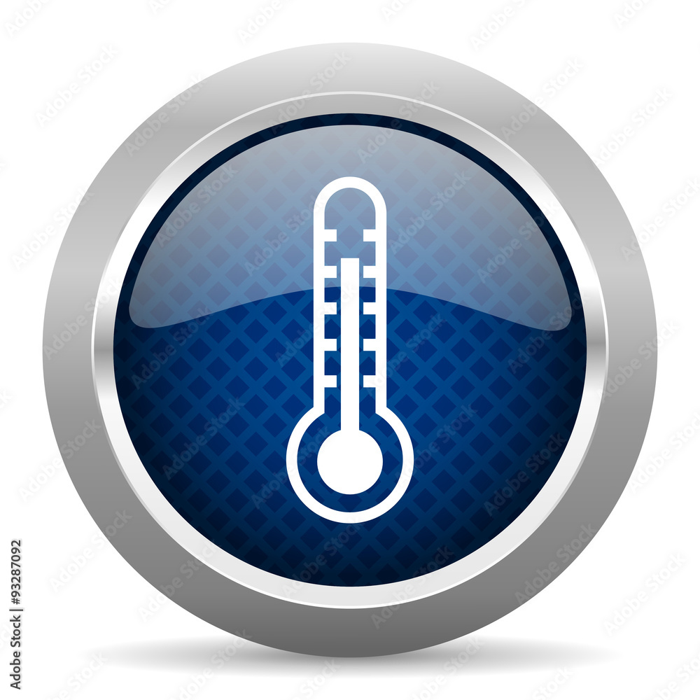 thermometer blue circle glossy web icon on white background, round ...