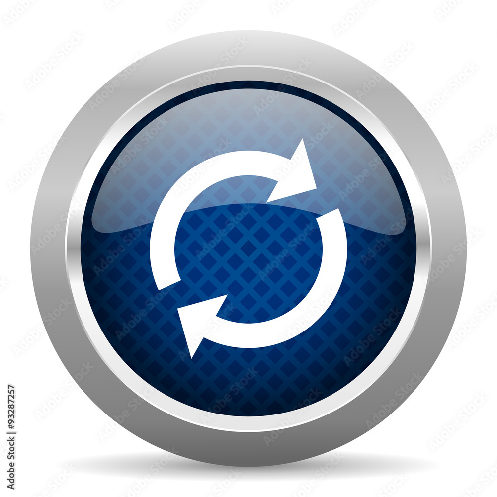 reload blue circle glossy web icon on white background, round button ...