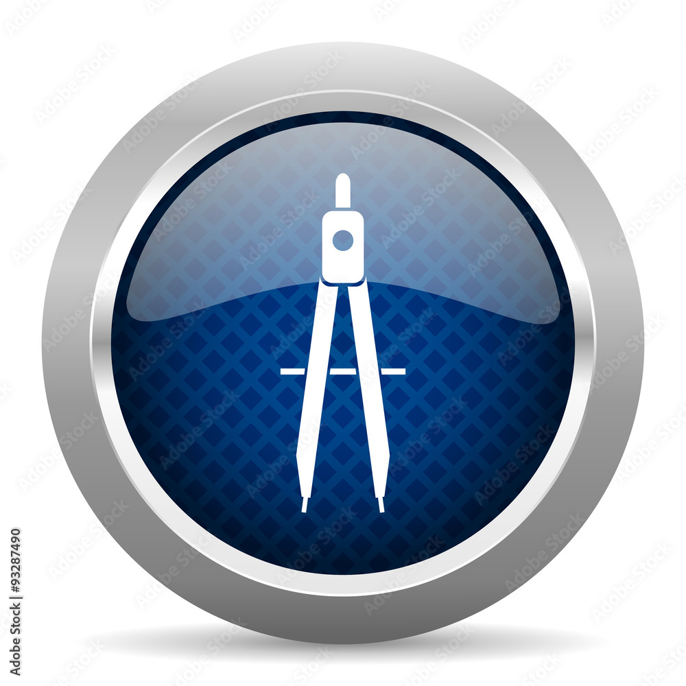 learning blue circle glossy web icon on white background, round button ...