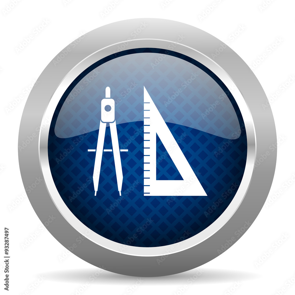 learning blue circle glossy web icon on white background, round button ...