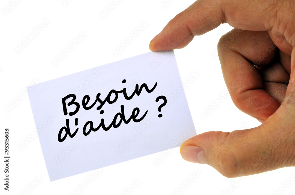 Fotografia do Stock: Besoin d'aide écrit sur une carte de visite ...