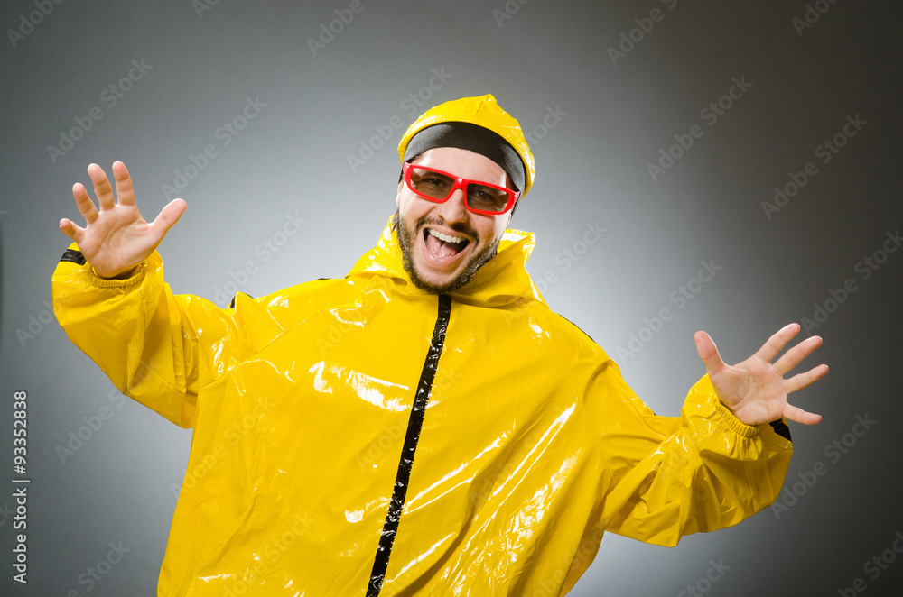 Funny man wearing yellow suit Stock Photo | Adobe Stock