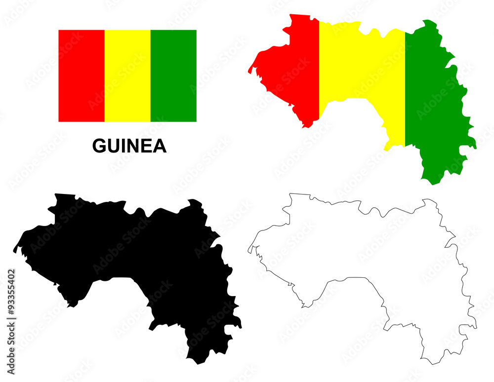 Vettoriale Stock Guinea map vector, Guinea flag vector, isolated Guinea ...