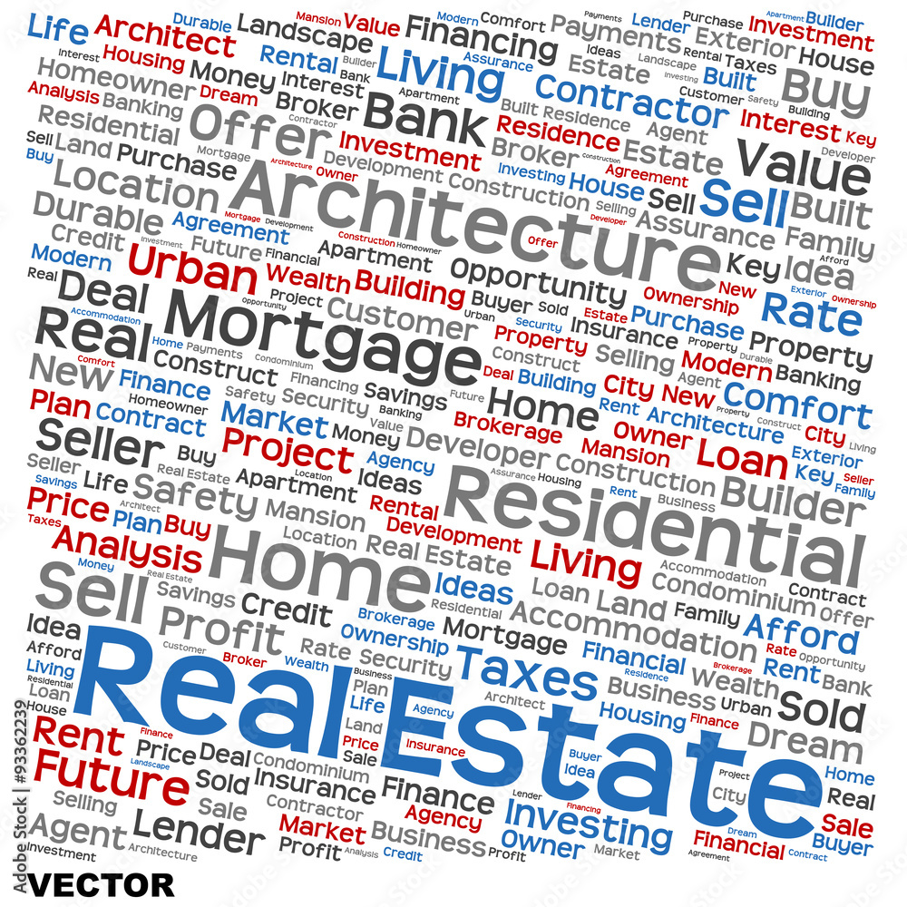 Vector conceptual real estate word cloud Stock Vector | Adobe Stock