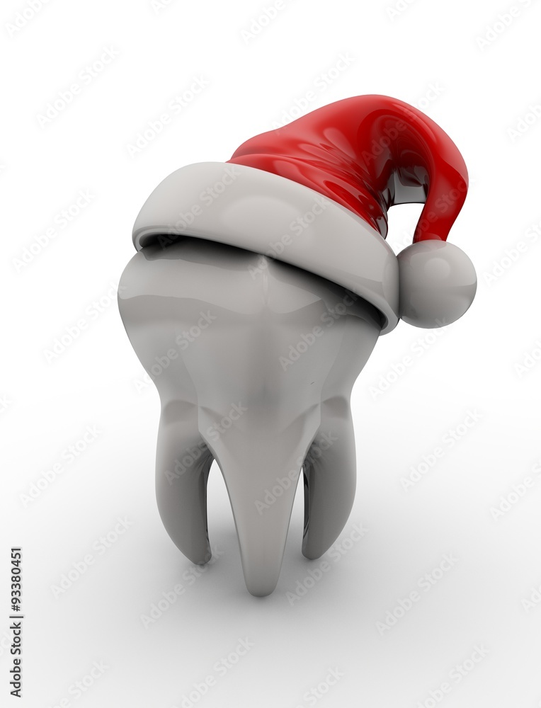 Tooth wearing a santa hat Stock-Illustration | Adobe Stock