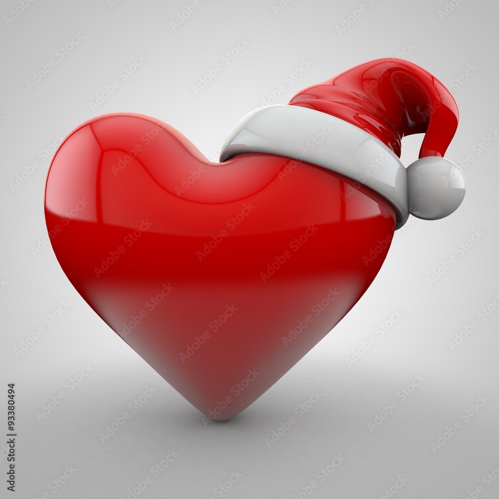 Heart wearing a Santa hat Stock Illustration | Adobe Stock