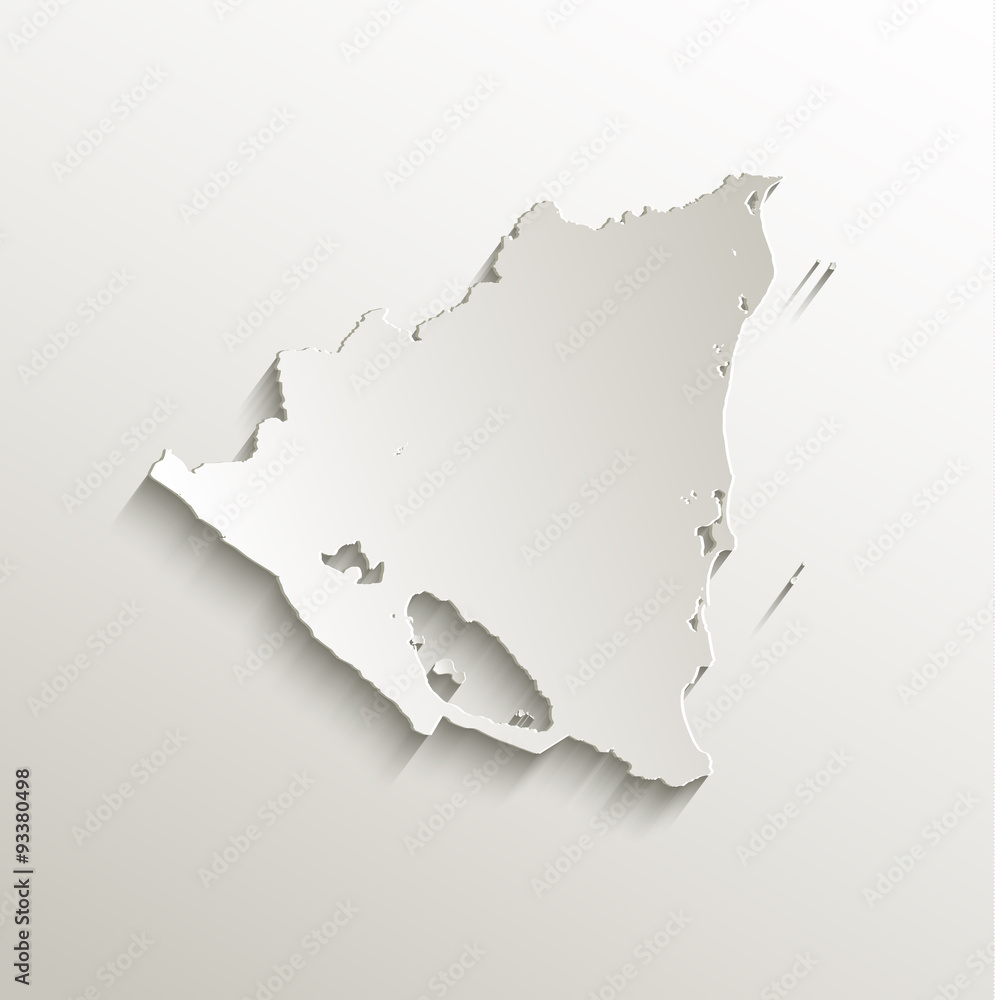 Nicaragua map card paper 3D natural vector Stock Vector | Adobe Stock