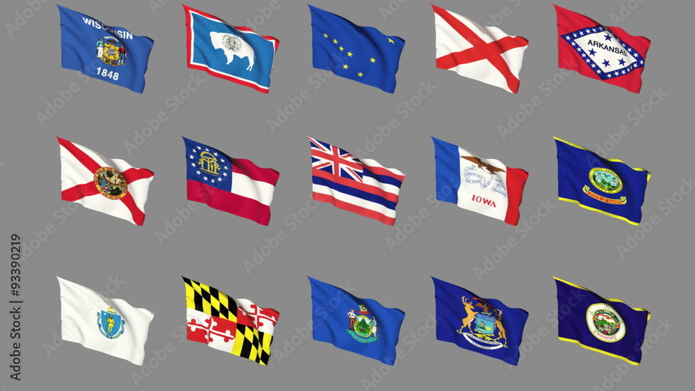 Flags of the 50 US states - Part 1 of 4 vídeo de Stock | Adobe Stock