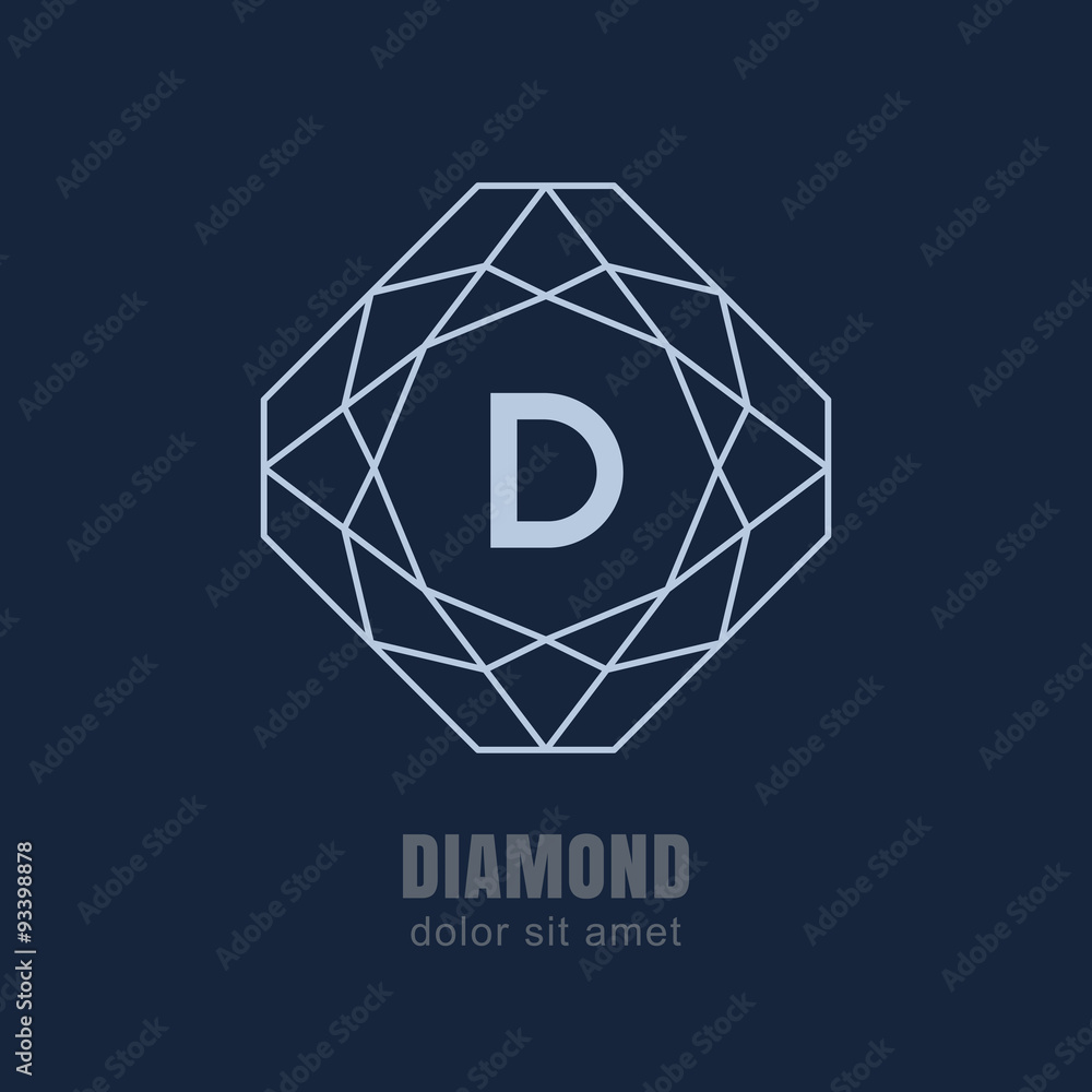 Abstract line diamond shape frame on dark blue background. Vecto Stock ...