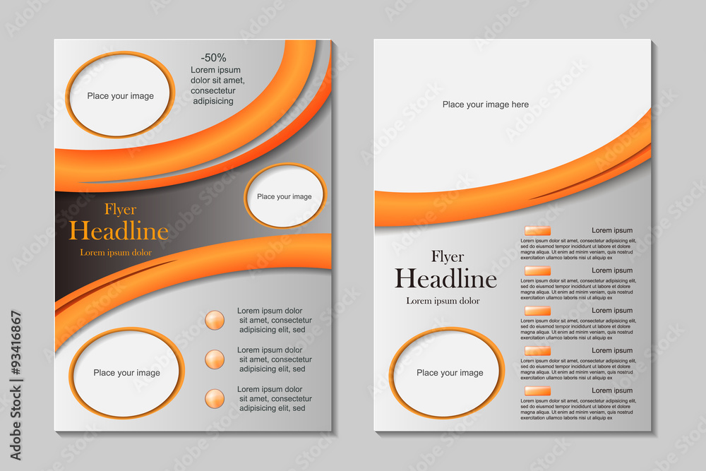 Vector flyer template design with front page and back page. Business ...