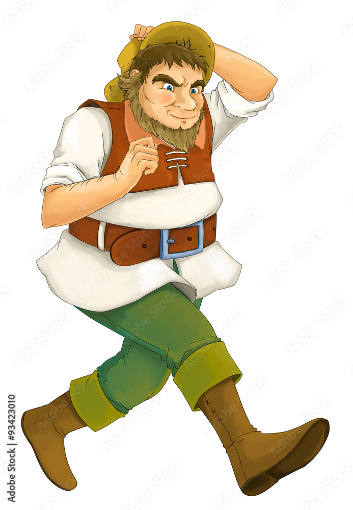 cartoon scene with medieval farmer on white background - illustration ...