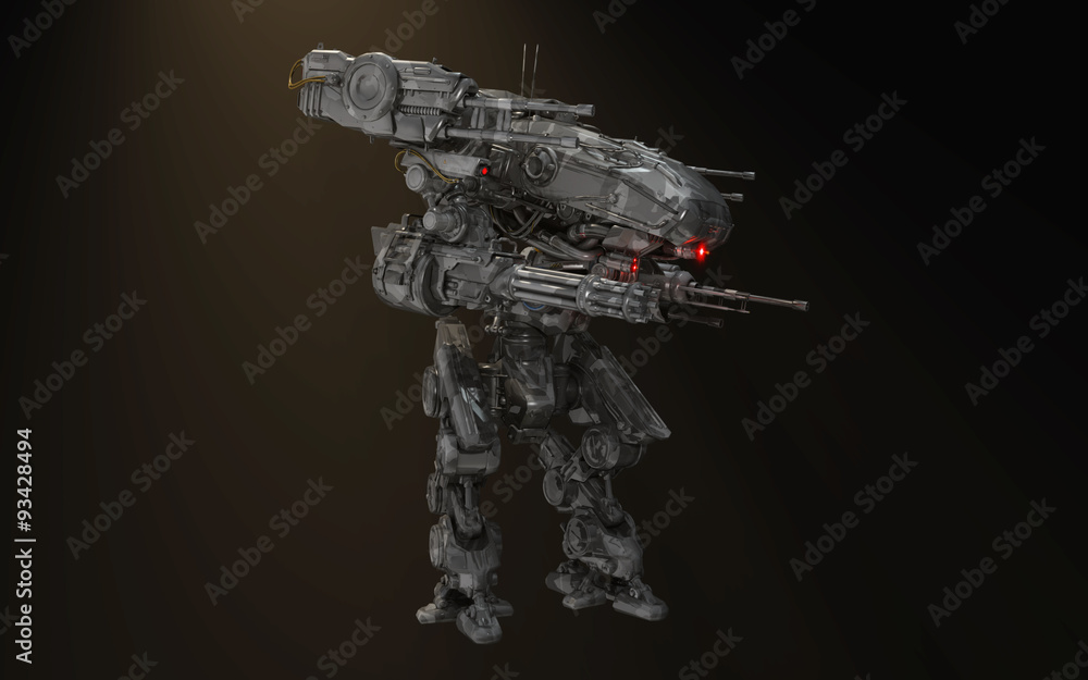 Robot mech with guns Stock Illustration | Adobe Stock
