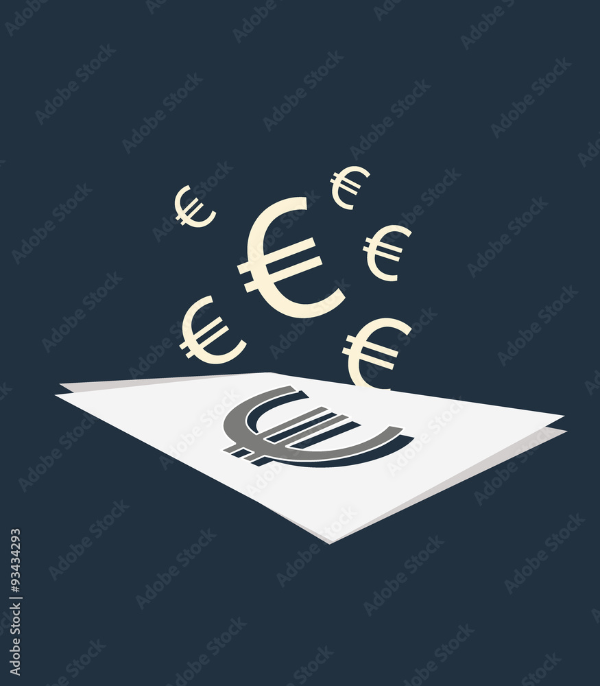 Euro Symbol on paper Flat Design Stock Vector | Adobe Stock