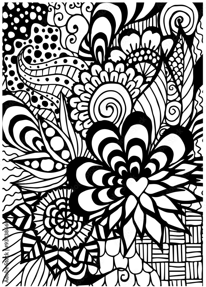 Pattern for coloring book. Ethnic, floral, retro, doodle, vector ...