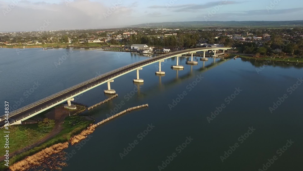 Aerial footage elevated view of hindmarsh island bridge goolwa south ...
