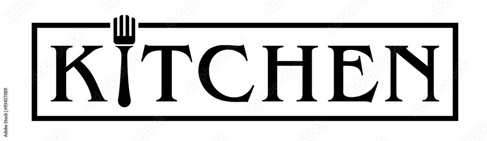 kitchen logo with fork Stock Vector | Adobe Stock