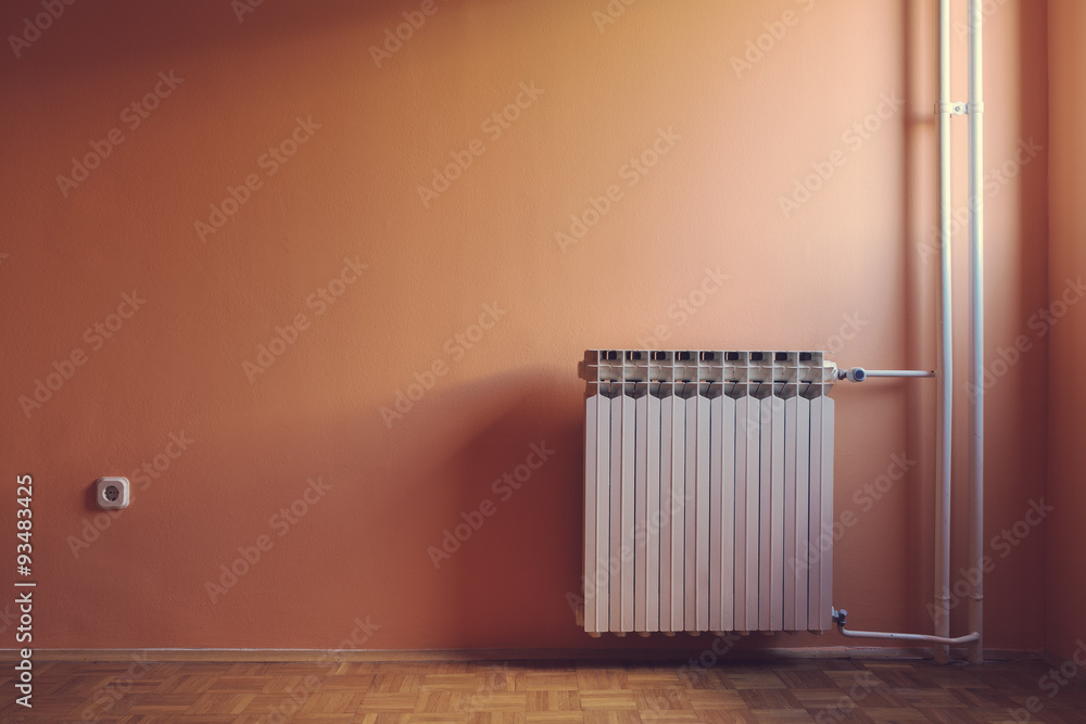 Pastel retro color of warm windows natural illuminated empty room with ...