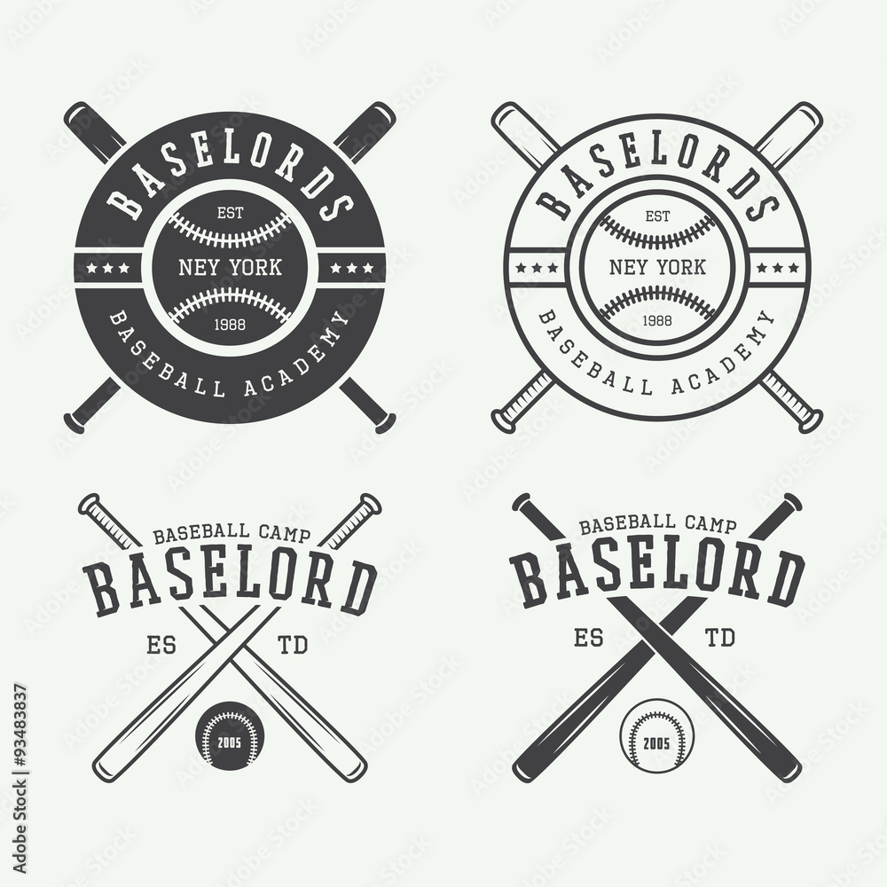 Vintage baseball logos, emblems, badges and design elements. Stock ...