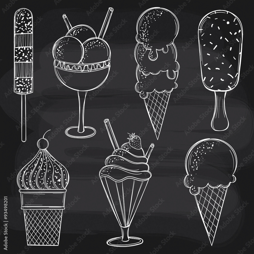 Chalkboard ice-cream Stock Vector | Adobe Stock
