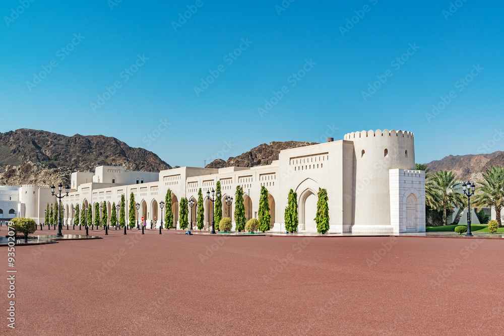 Al Alam Palace in Muscat, Oman. It was built in 1972. Al Alam means The ...