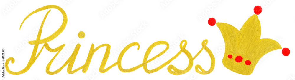 Princess crown gold word typographic lettering isolated Stock ...