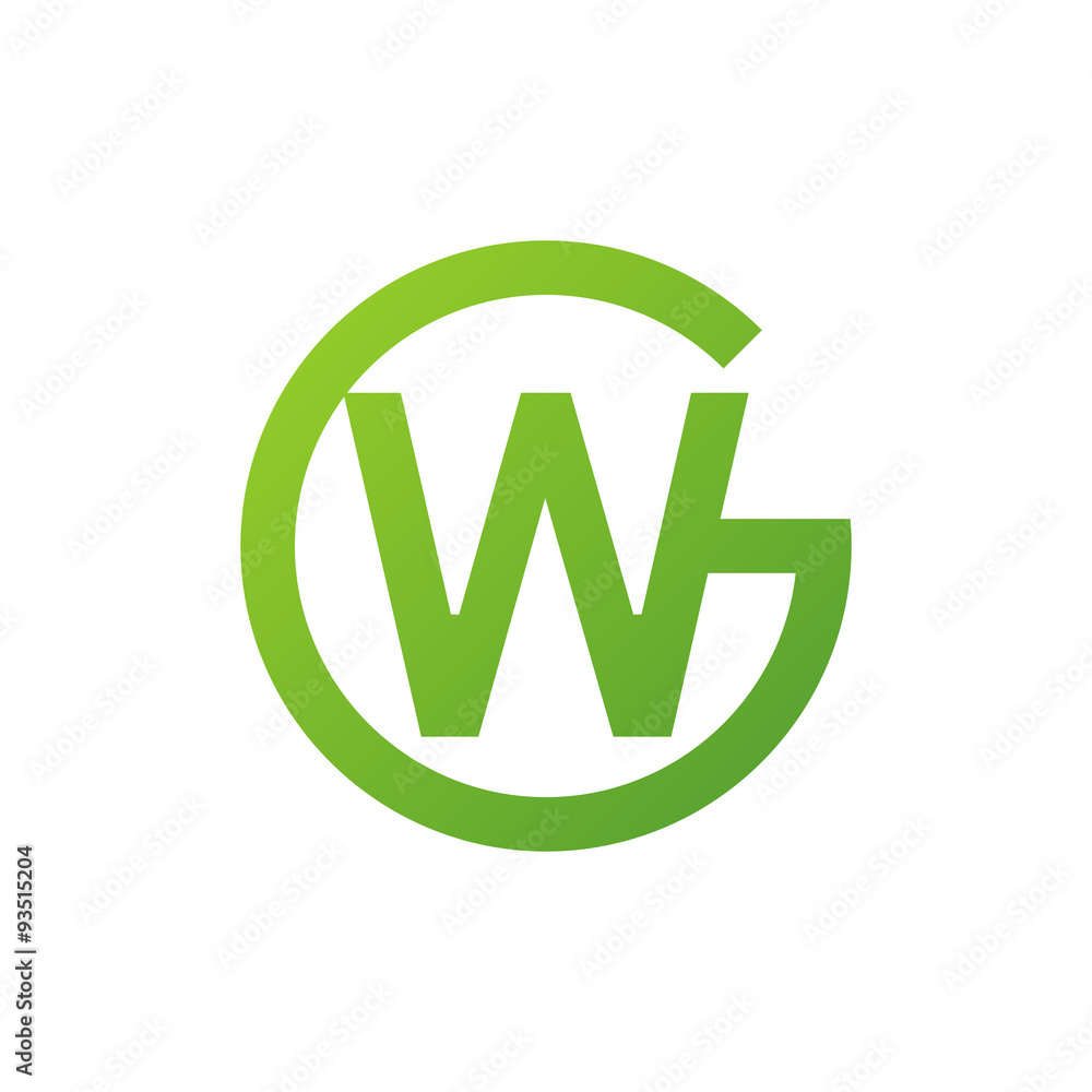 WG or GW letters, green circle G logo shape Stock Vector | Adobe Stock