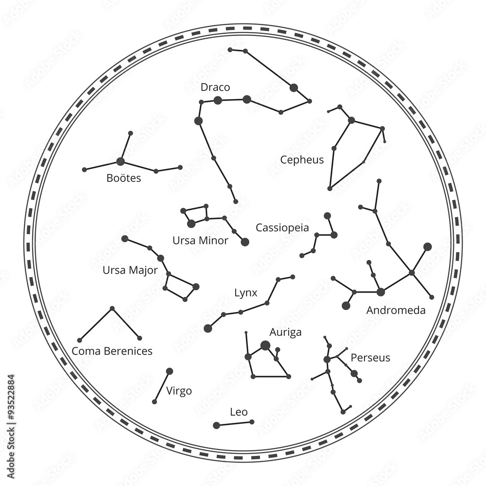 Vector sky map with constellations Stock Vector | Adobe Stock