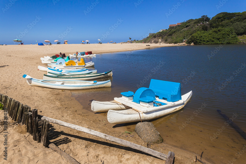 Paddle Boats Beach Lagoon Holidays Stock Photo | Adobe Stock