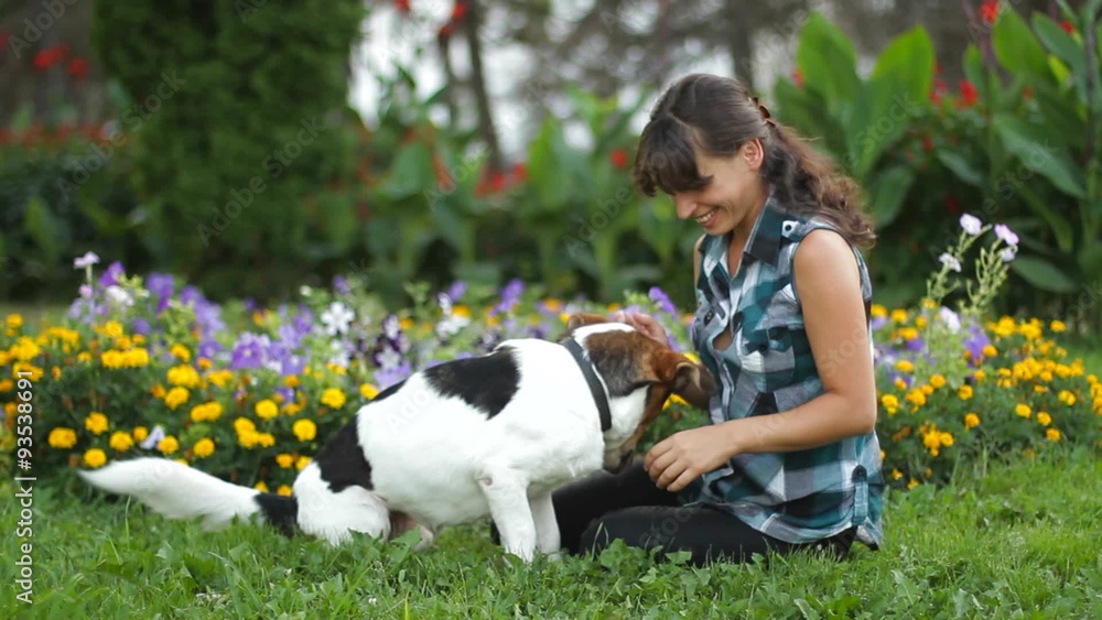 Woman Relaxing With Dog Stock Video | Adobe Stock