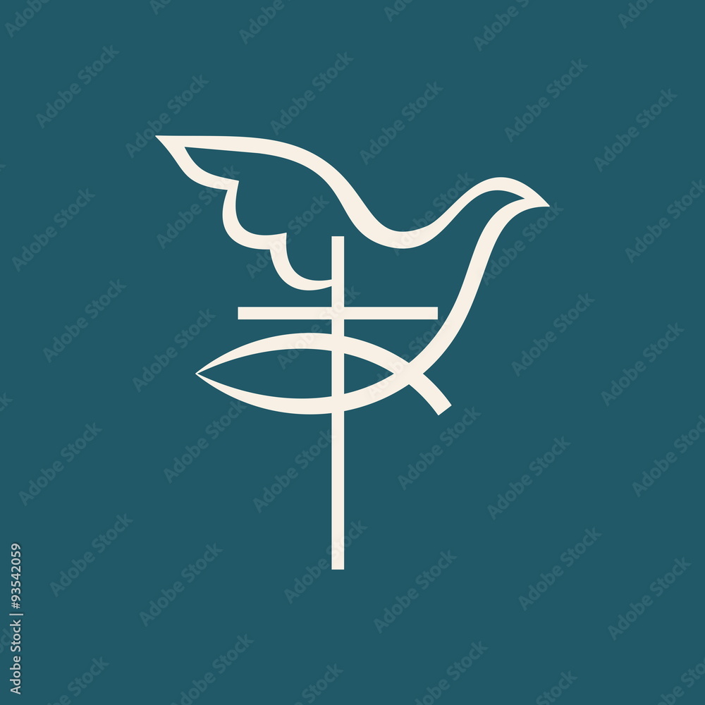 Church logo. Cross, jesus fish, dove, icon Stock Vector | Adobe Stock