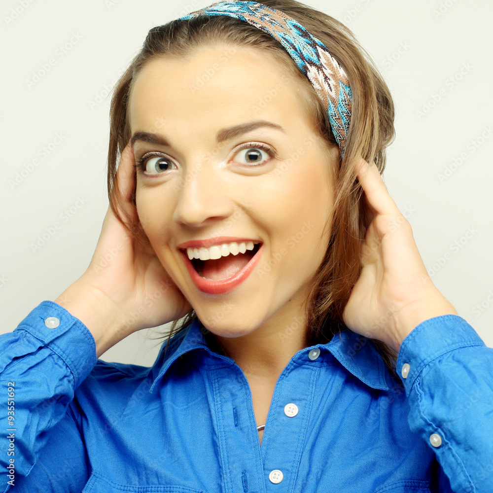 woman with big happy smile Stock Photo | Adobe Stock