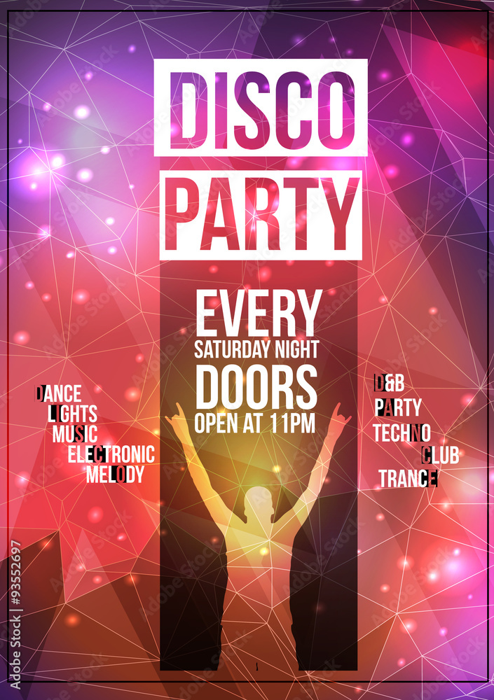 Disco Party Flyer Template - Vector Illustration Stock Vector | Adobe Stock