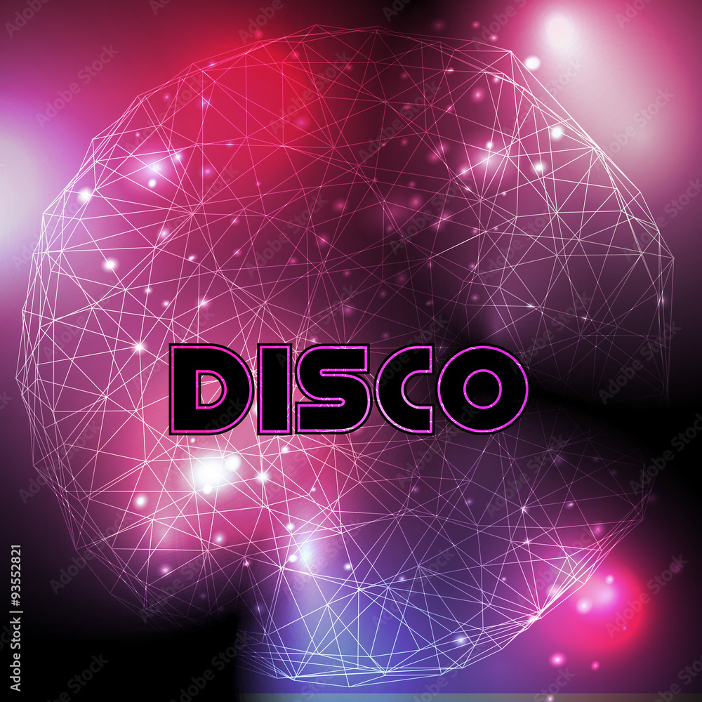 Disco Party Flyer Background Template with Disco Ball - Vector ...