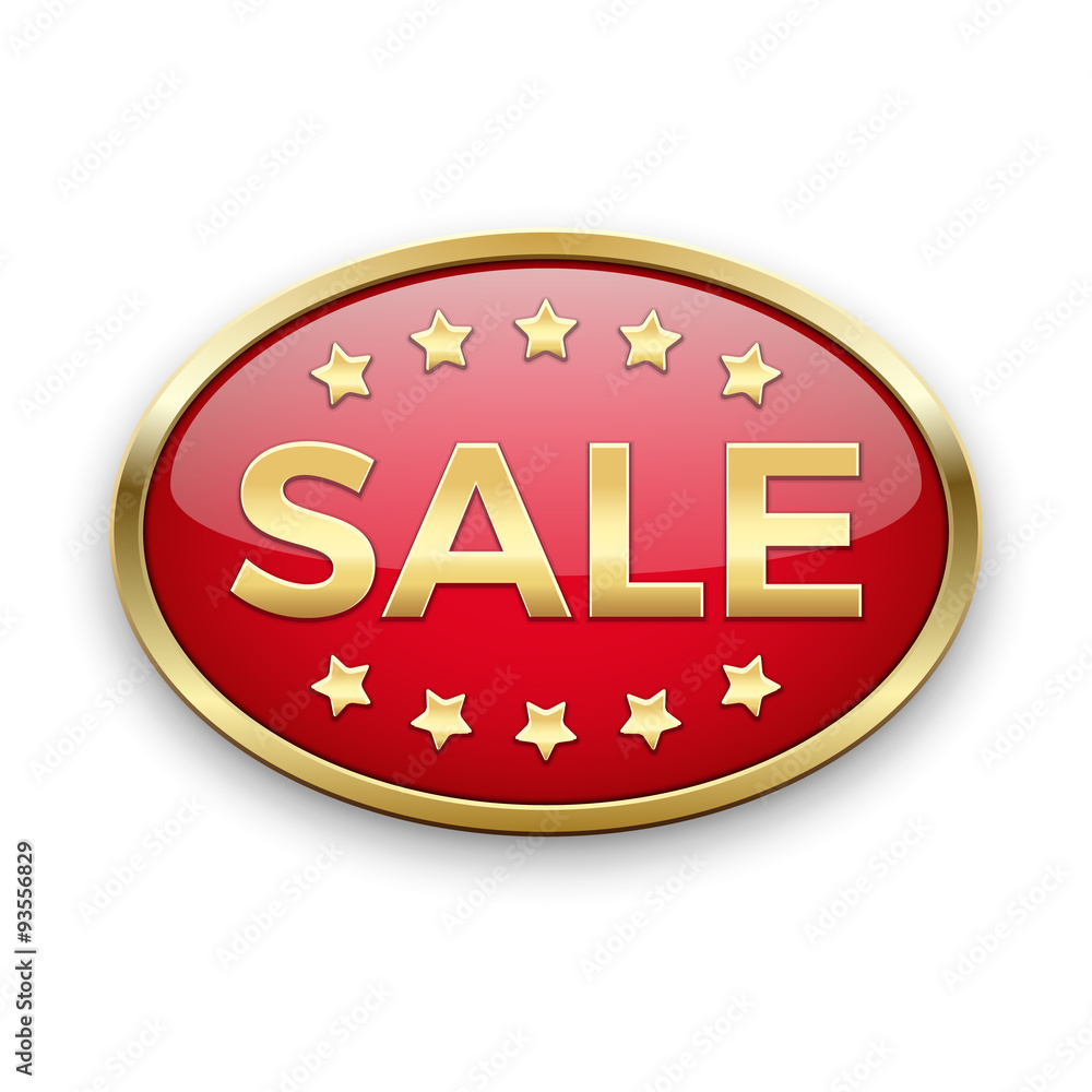 Red sale button in golden frame Stock Vector | Adobe Stock