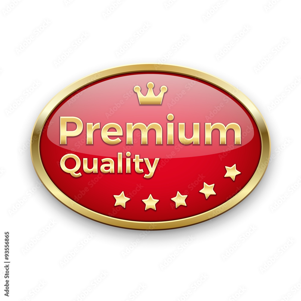 Red premium quality button in golden frame Stock Vector | Adobe Stock