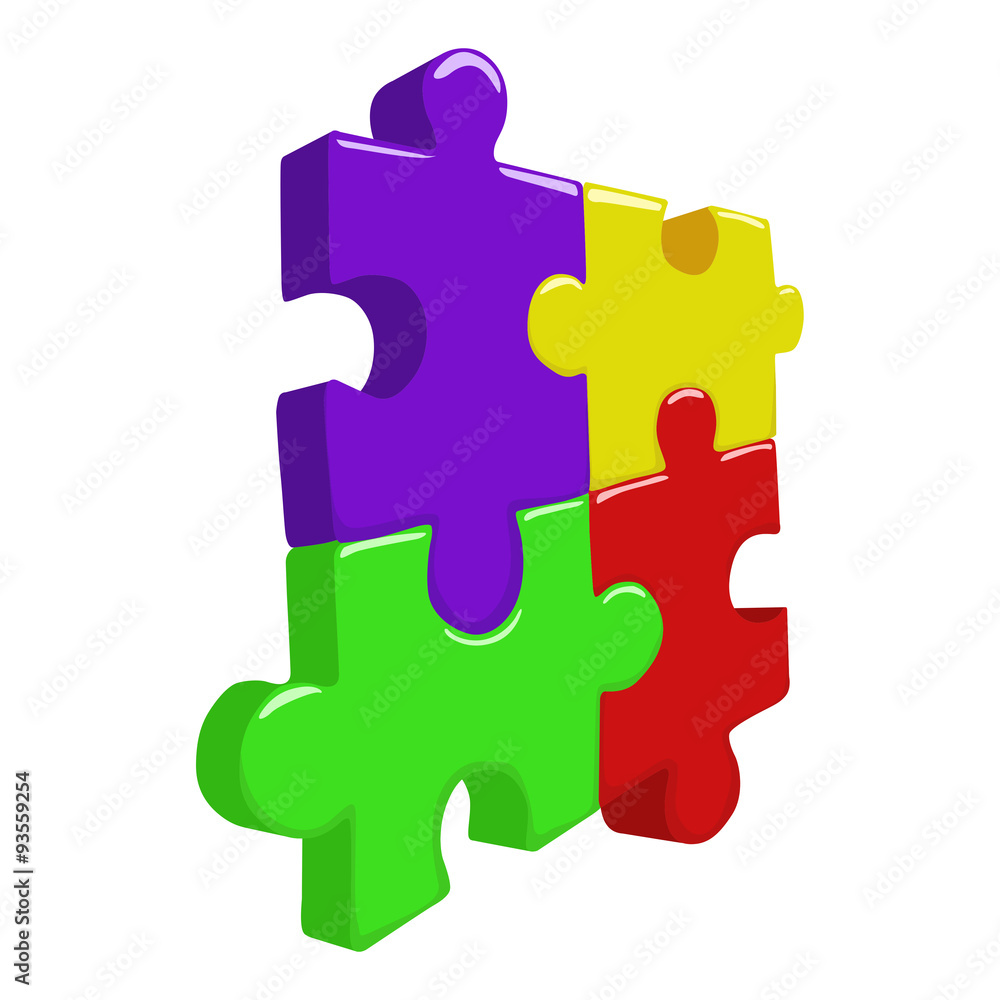 Color 3D puzzle pieces vector illustration Stock Vector | Adobe Stock