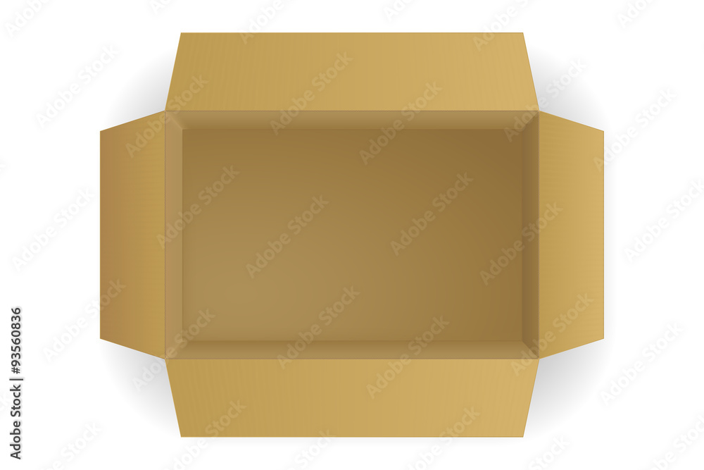 Cardboard Box. Open brown Carton box. Top view. Stock Vector | Adobe Stock