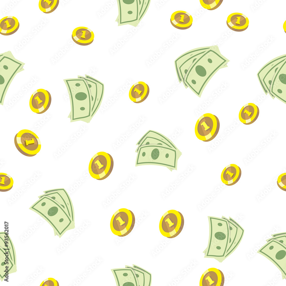 Seamless texture with golden coins money Stock Illustration | Adobe Stock