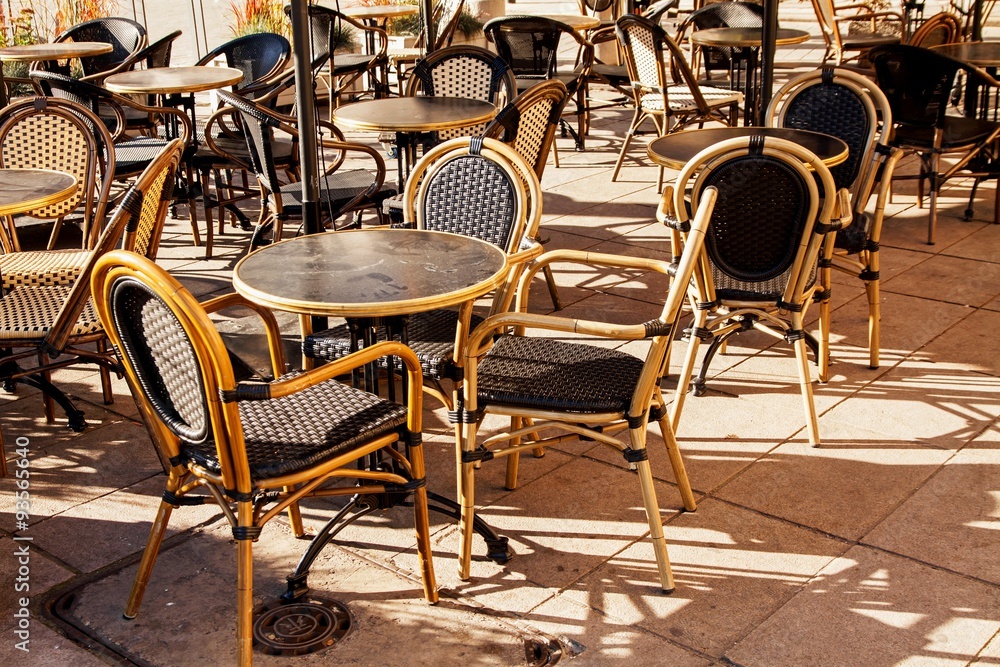 Street city cafe restaurant with table and chair Stock Photo | Adobe Stock