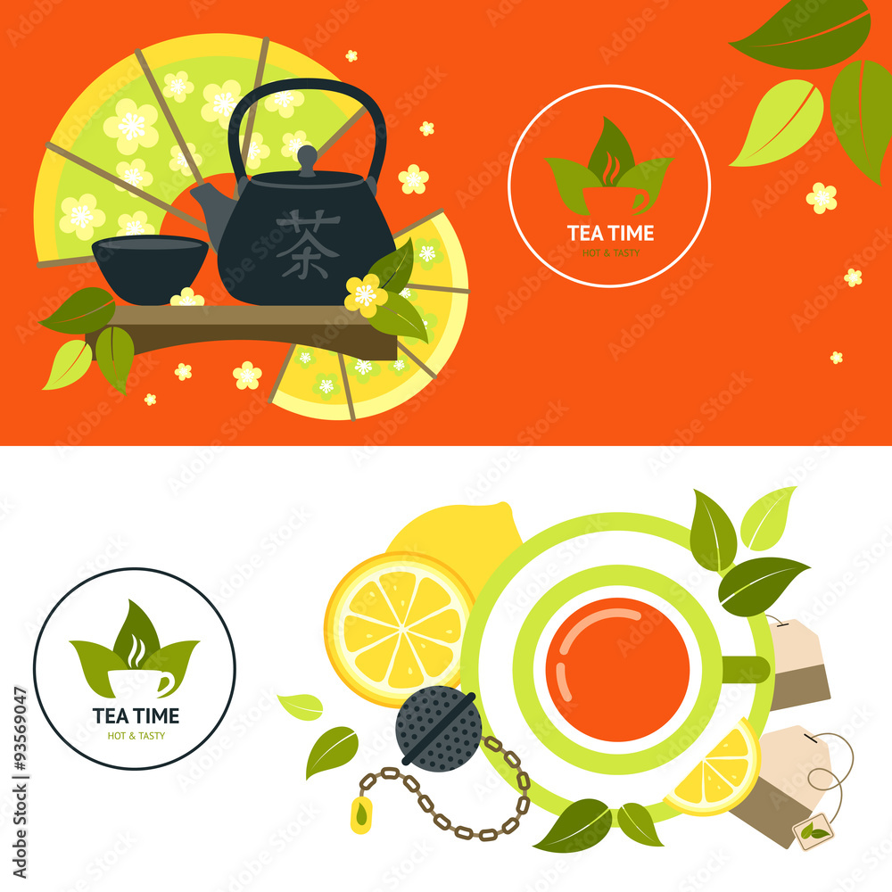 Tea Banner Set Stock Illustration | Adobe Stock